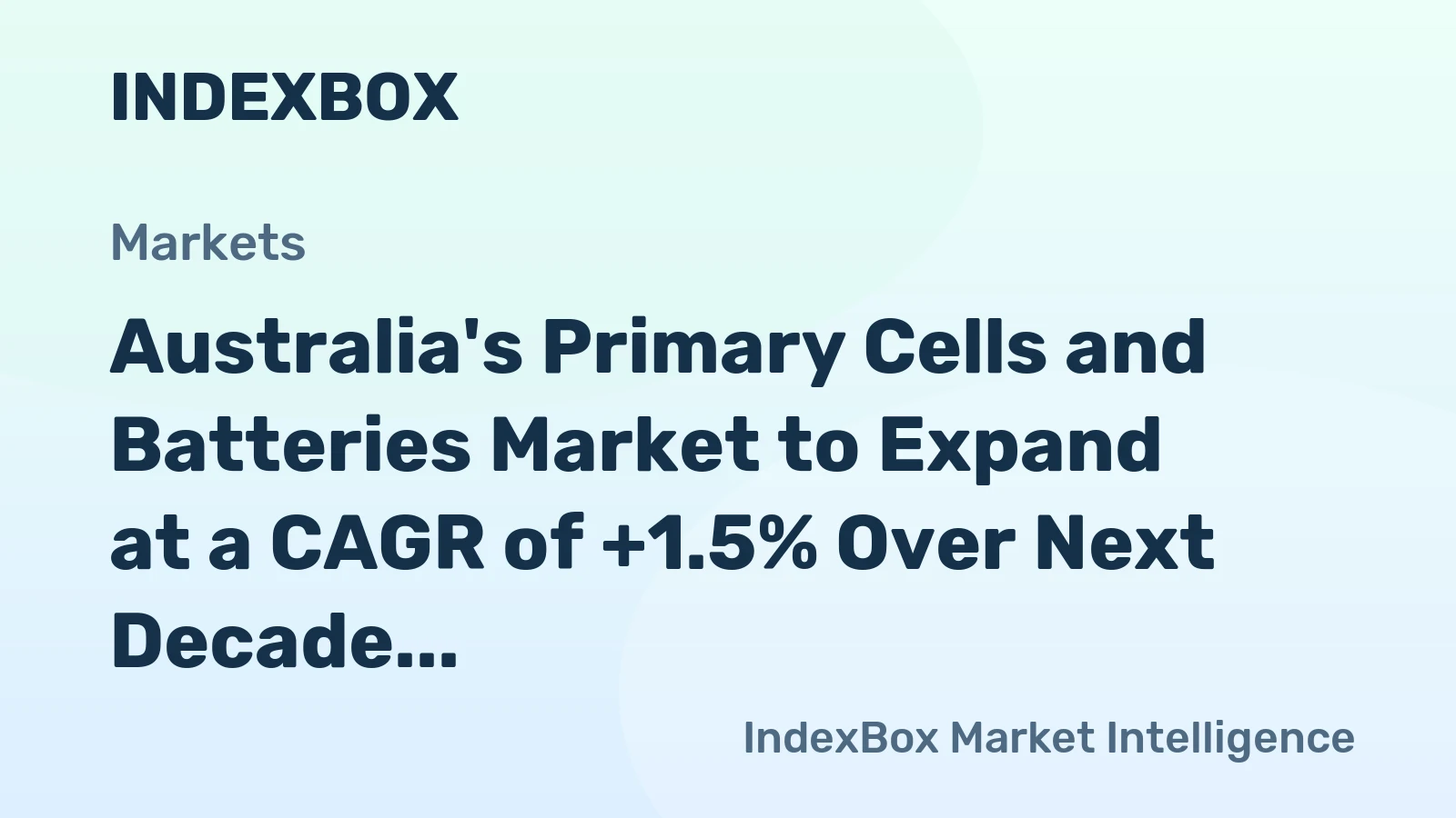 Australia's Primary Cells and Batteries Market to Expand at a CAGR of +1.5% Over Next Decade, Reaching $103M by 2035