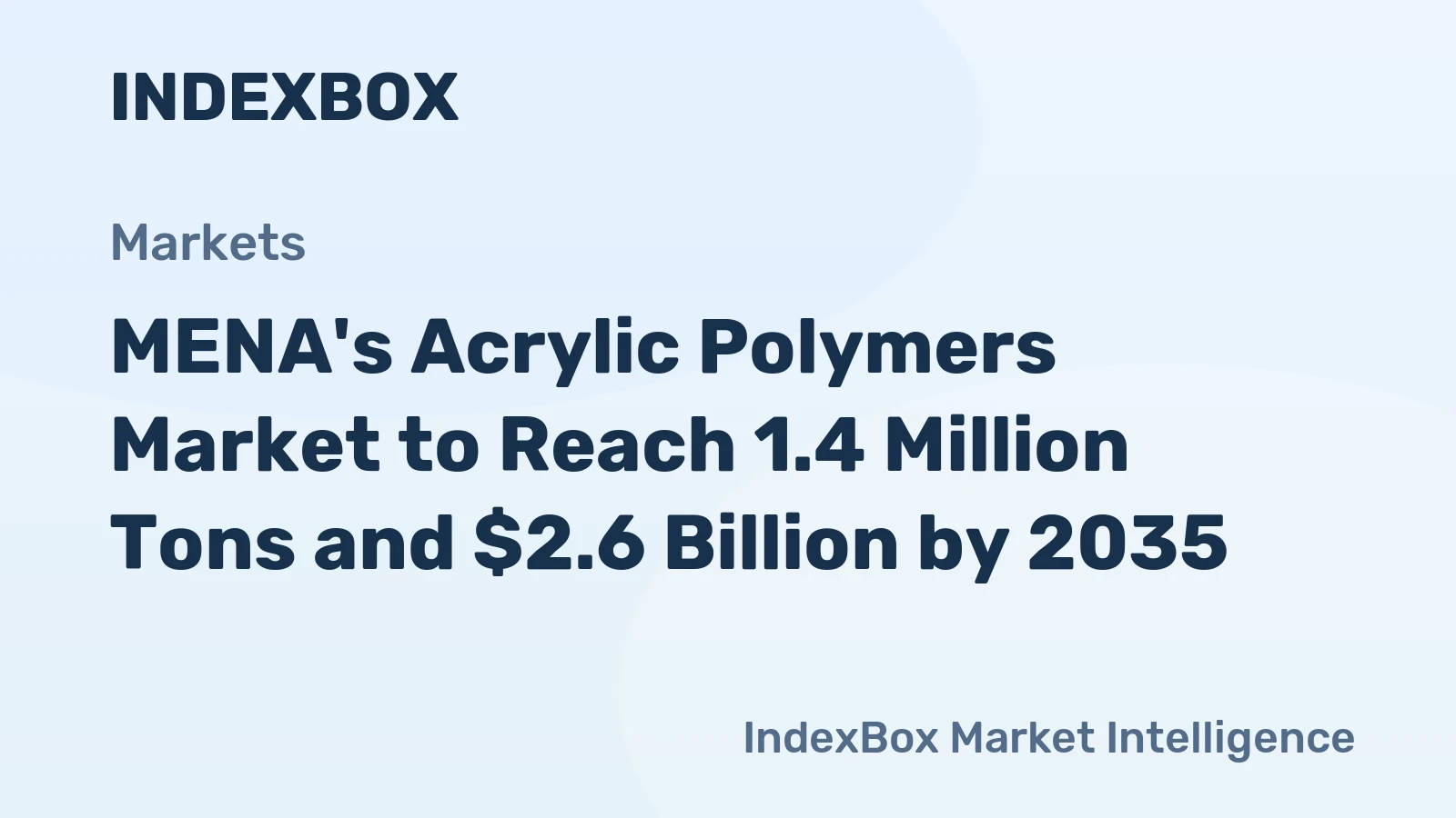 MENA's Acrylic Polymers Market to Reach 1.4 Million Tons and $2.6 Billion by 2035