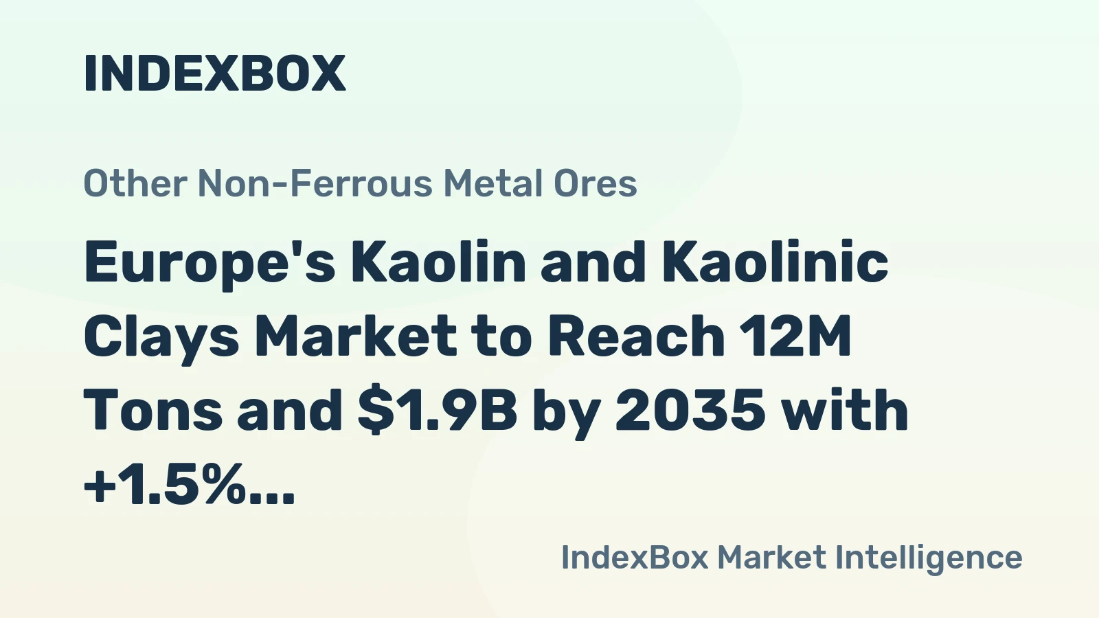 Europe's Kaolin and Kaolinic Clays Market to Reach 12M Tons and $1.9B by 2035 with +1.5% Volume and +2.0% Value Growth