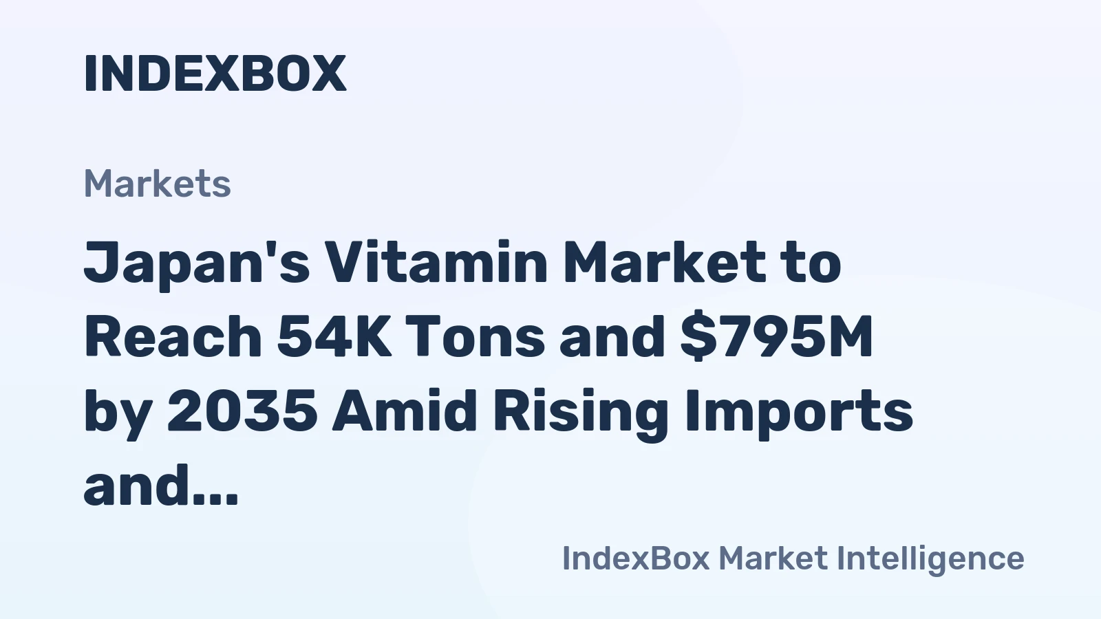 Japan's Vitamin Market to Reach 54K Tons and $795M by 2035 Amid Rising Imports and Declining Production