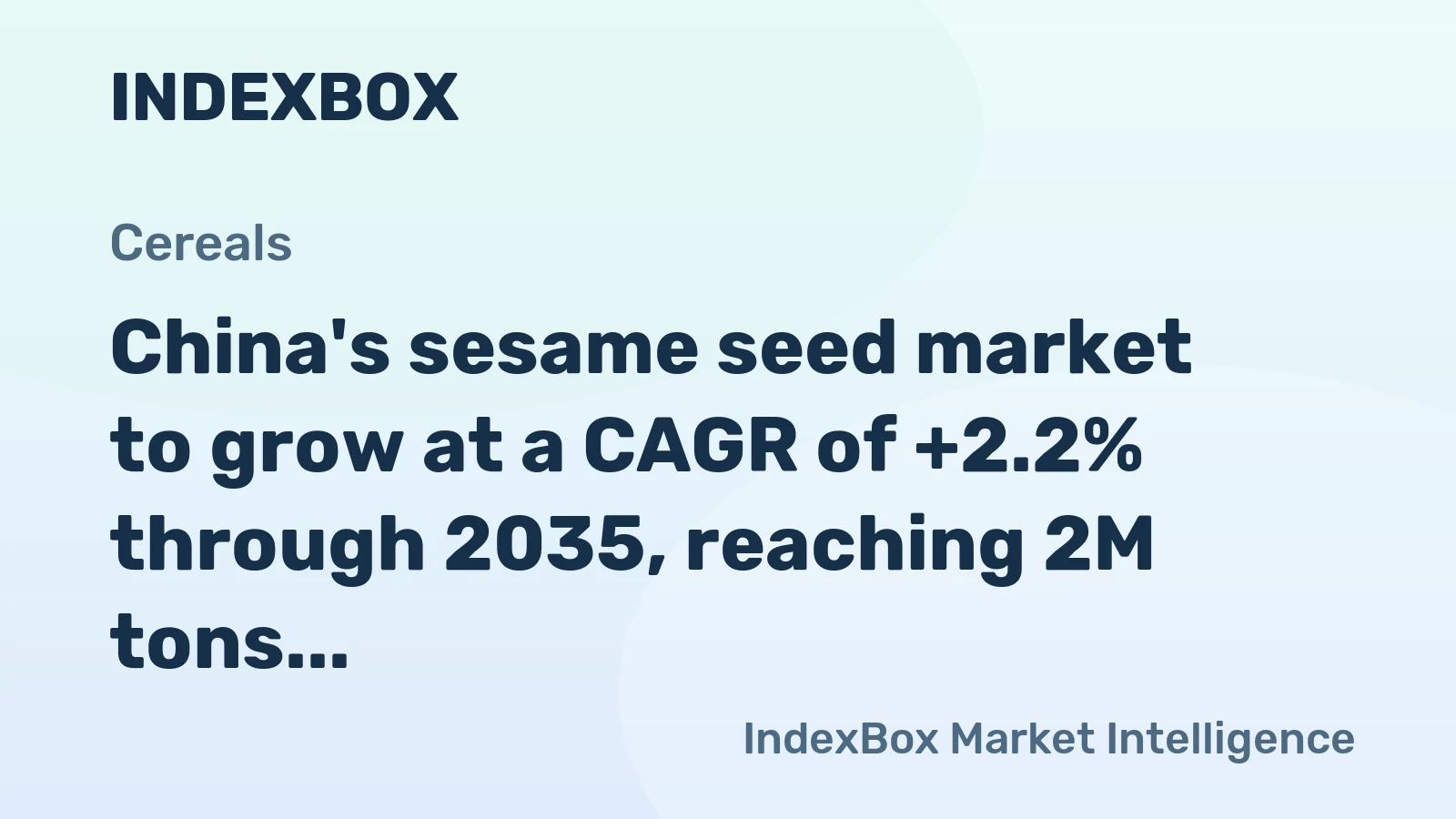 China's sesame seed market to grow at a CAGR of +2.2% through 2035, reaching 2M tons