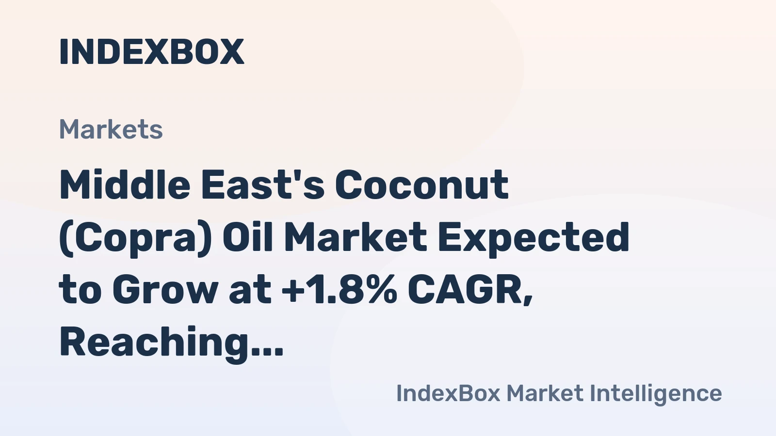 Middle East's Coconut (Copra) Oil Market Expected to Grow at +1.8% CAGR, Reaching $149M by 2035