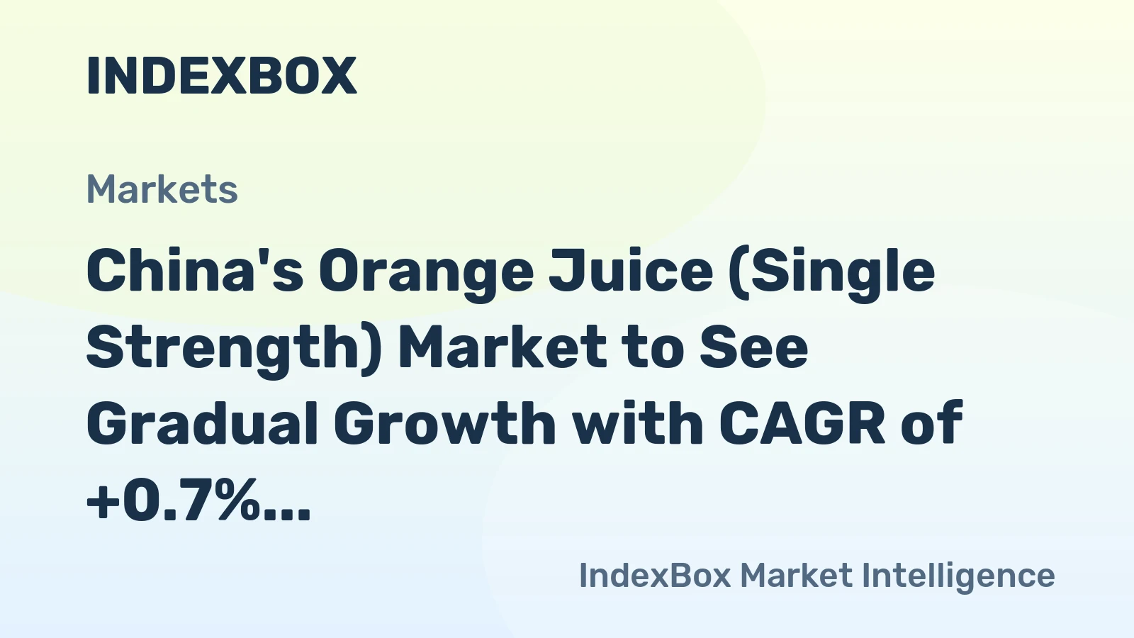 China's Orange Juice (Single Strength) Market to See Gradual Growth with CAGR of +0.7% in Volume and +1.2% in Value from 2024 to 2035