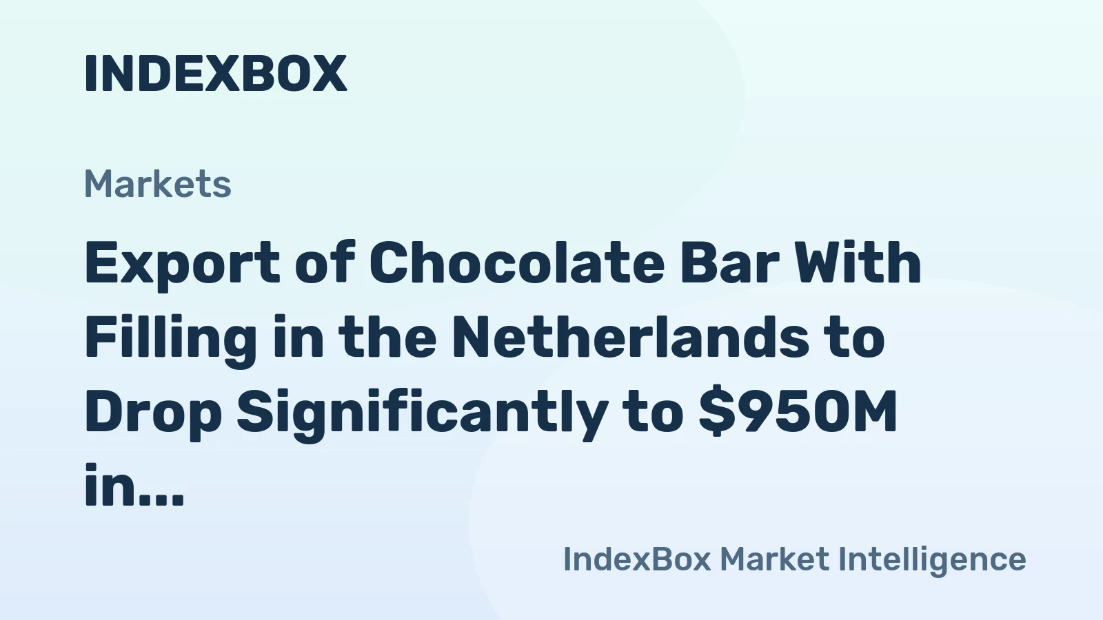 Export of Chocolate Bar With Filling in the Netherlands to Drop Significantly to $950M in 2024