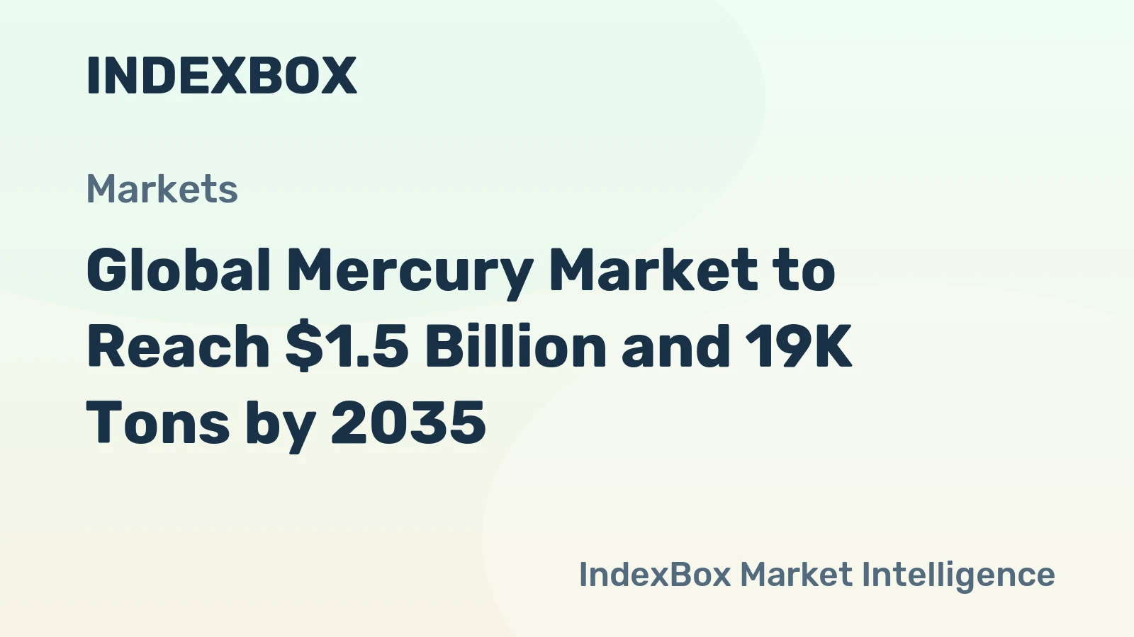 Global Mercury Market to Reach $1.5 Billion and 19K Tons by 2035