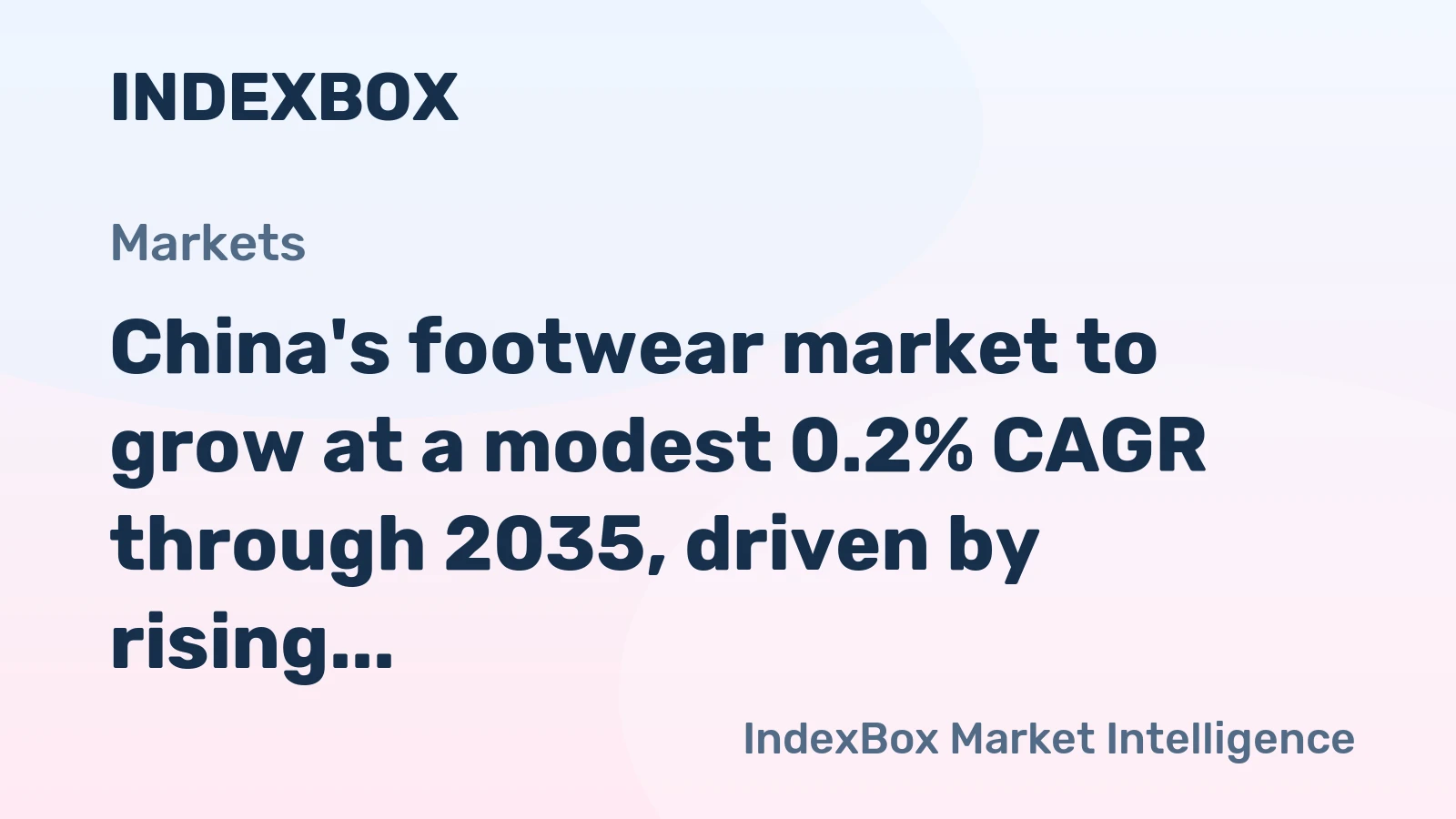 China's footwear market to grow at a modest 0.2% CAGR through 2035, driven by rising domestic demand, to reach 2.2B pairs.