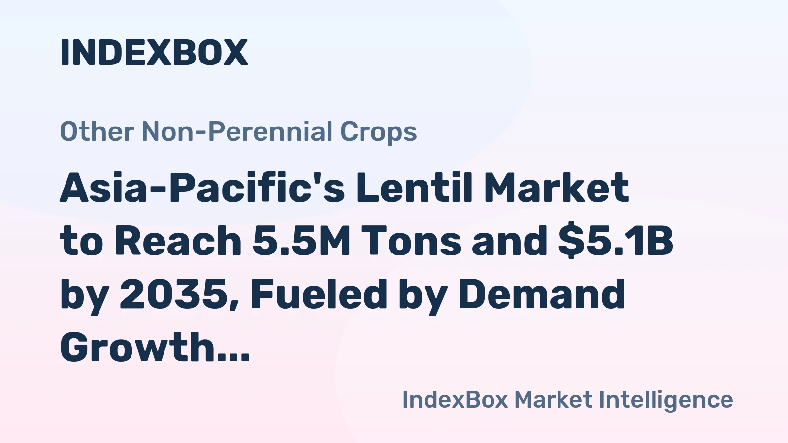 Asia-Pacific's Lentil Market to Reach 5.5M Tons and $5.1B by 2035, Fueled by Demand Growth