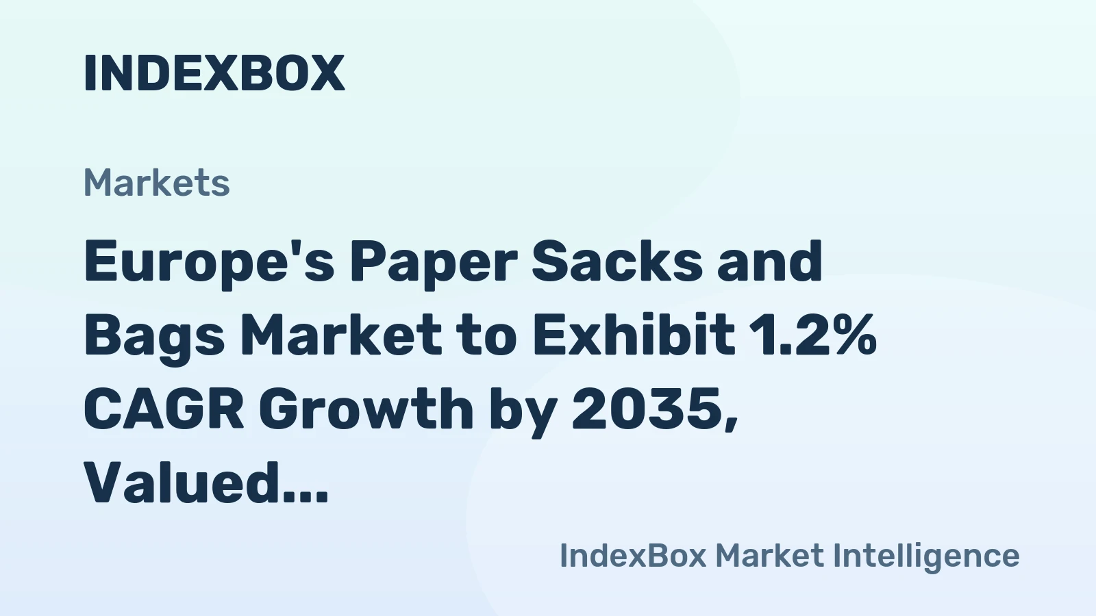 Europe's Paper Sacks and Bags Market to Exhibit 1.2% CAGR Growth by 2035, Valued at $152.4B