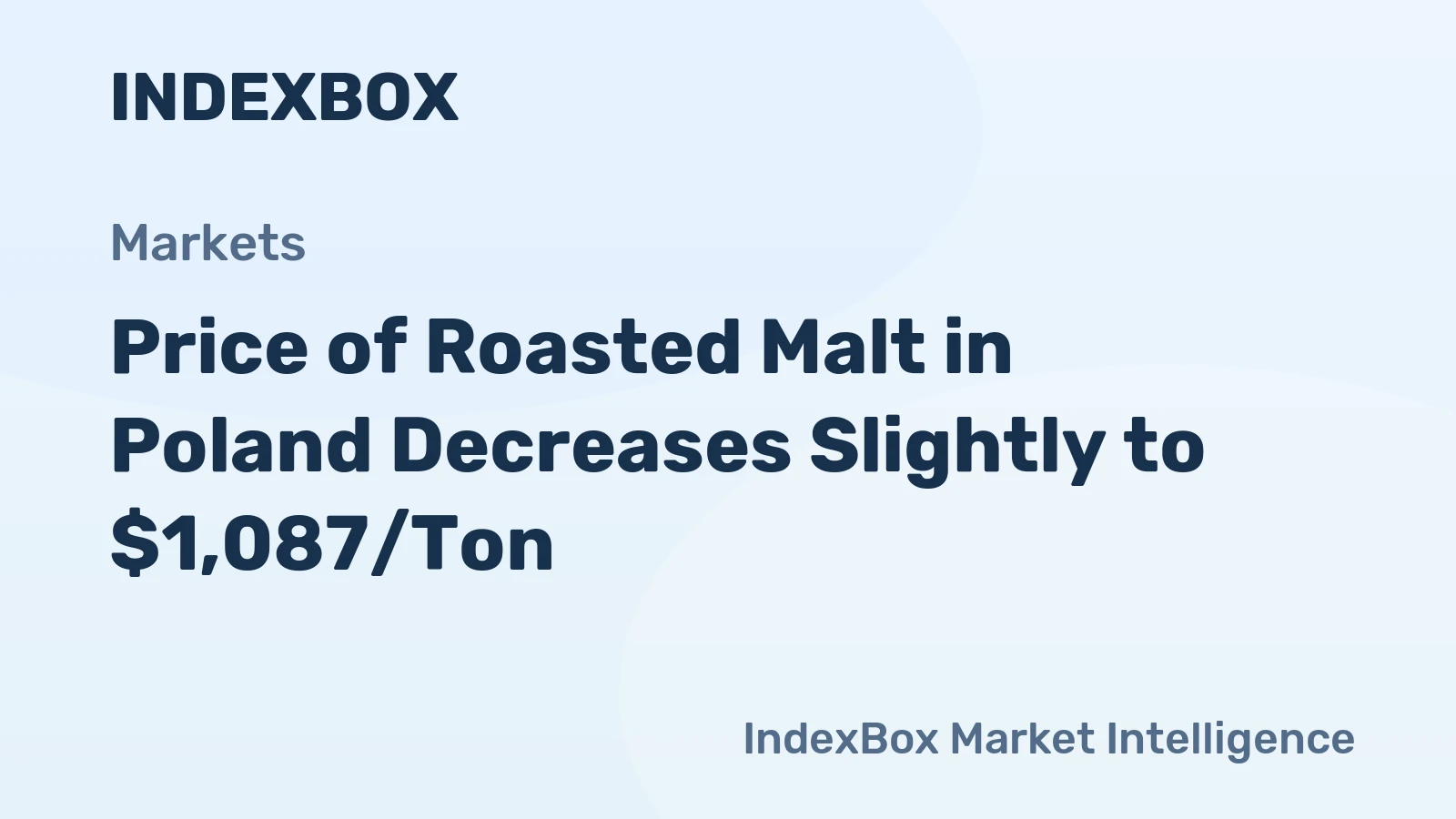Price of Roasted Malt in Poland Decreases Slightly to $1,087/Ton