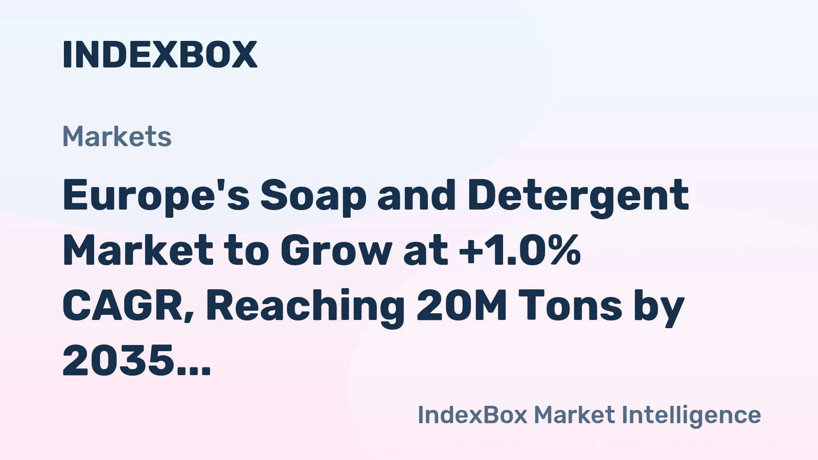 Europe's Soap and Detergent Market to Grow at +1.0% CAGR, Reaching 20M Tons by 2035