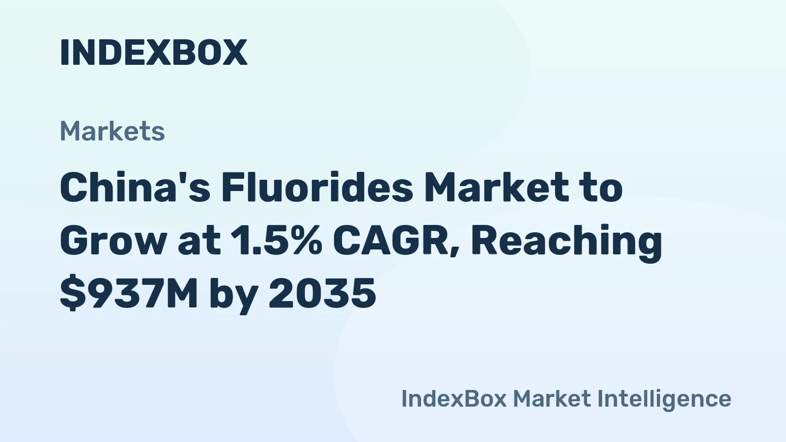 China's Fluorides Market to Grow at 1.5% CAGR, Reaching $937M by 2035