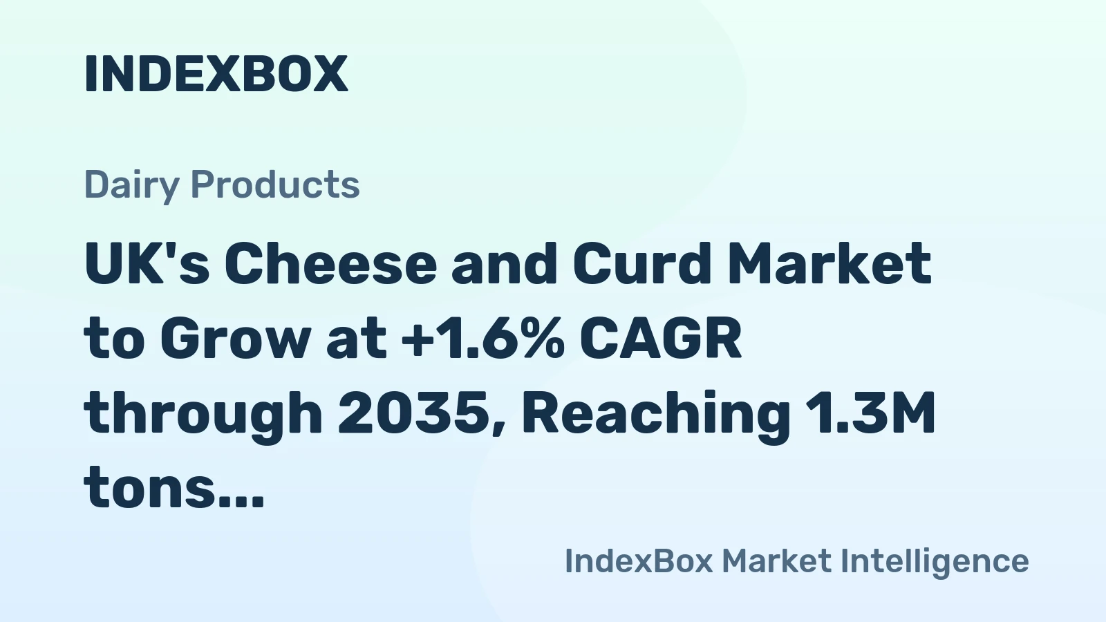 UK's Cheese and Curd Market to Grow at +1.6% CAGR through 2035, Reaching 1.3M tons
