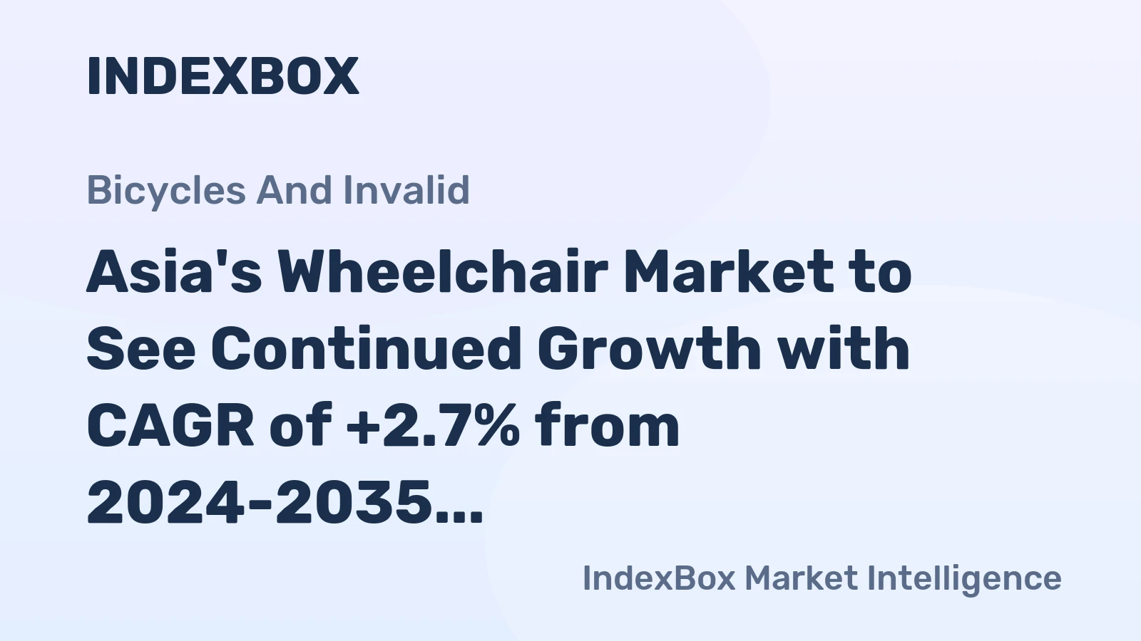 Asia's Wheelchair Market to See Continued Growth with CAGR of +2.7% from 2024-2035