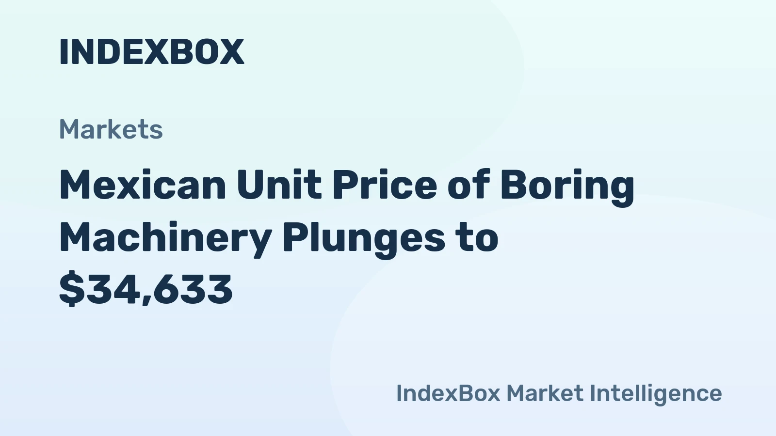 Mexican Unit Price of Boring Machinery Plunges to $34,633