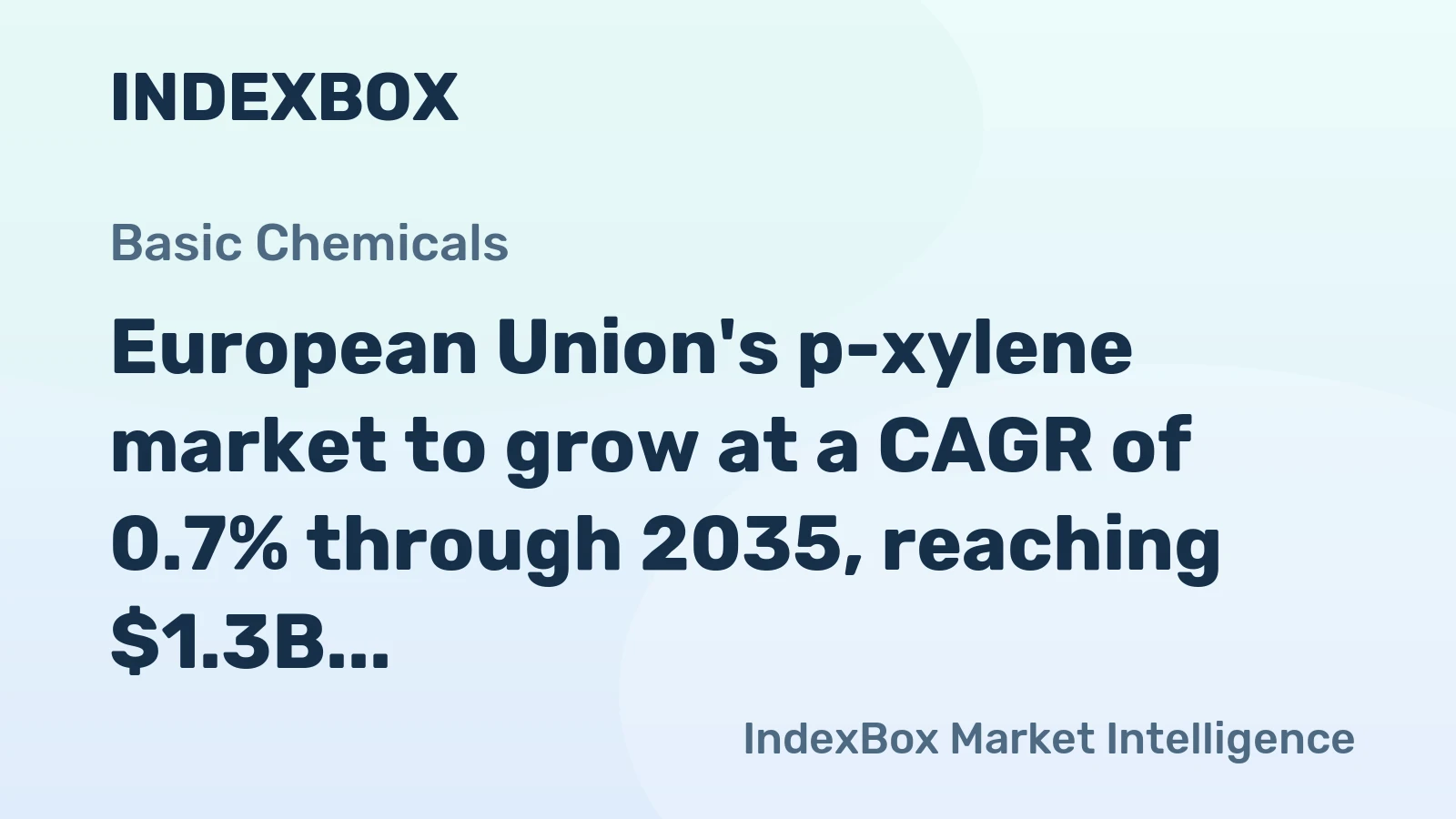 European Union's p-xylene market to grow at a CAGR of 0.7% through 2035, reaching $1.3B in value