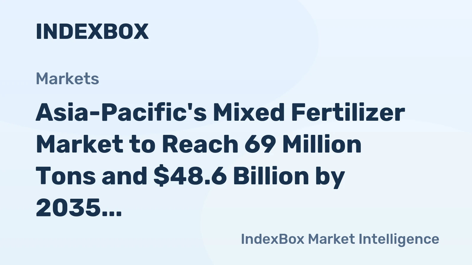 Asia-Pacific's Mixed Fertilizer Market to Reach 69 Million Tons and $48.6 Billion by 2035