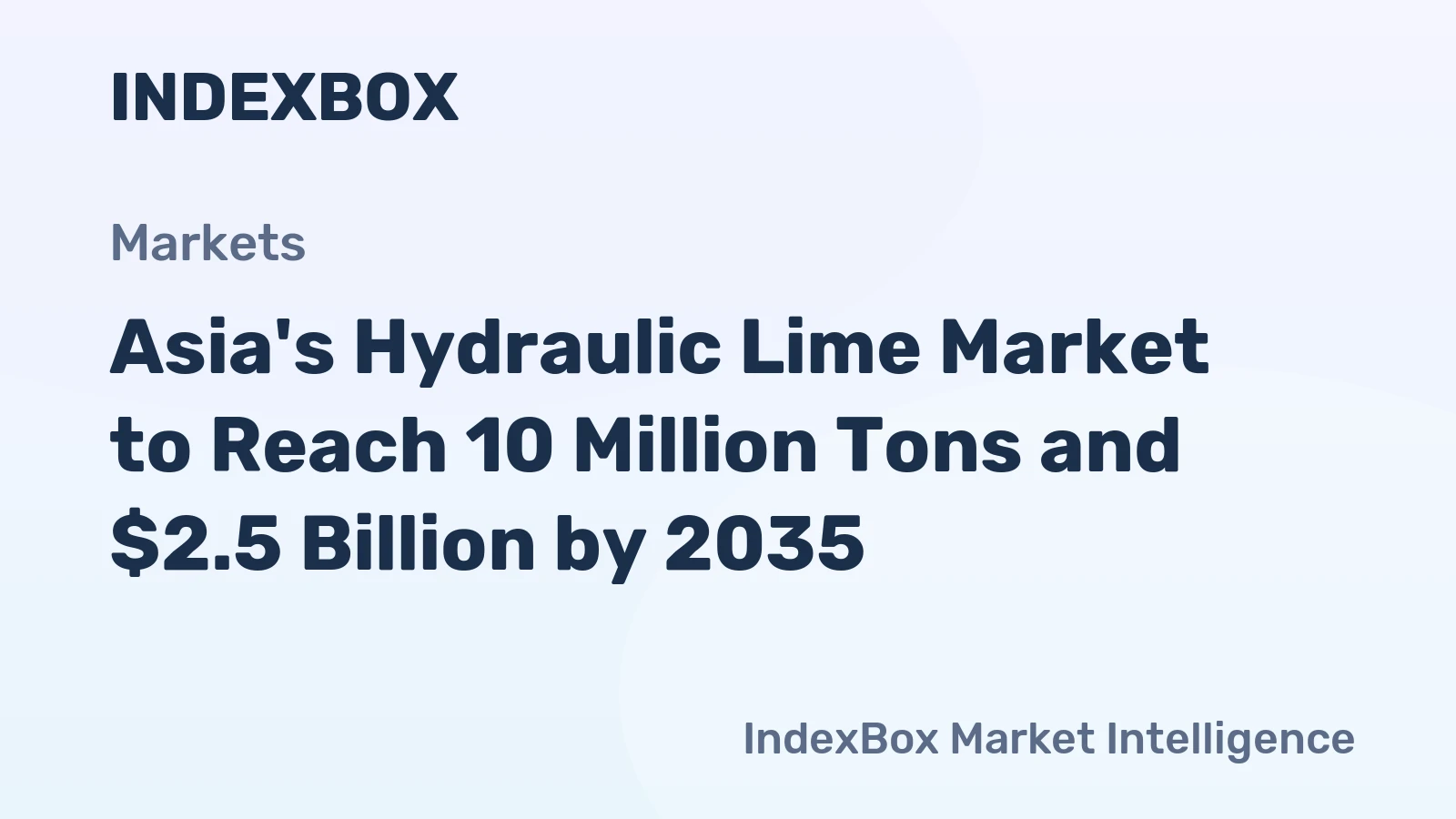 Asia's Hydraulic Lime Market to Reach 10 Million Tons and $2.5 Billion by 2035
