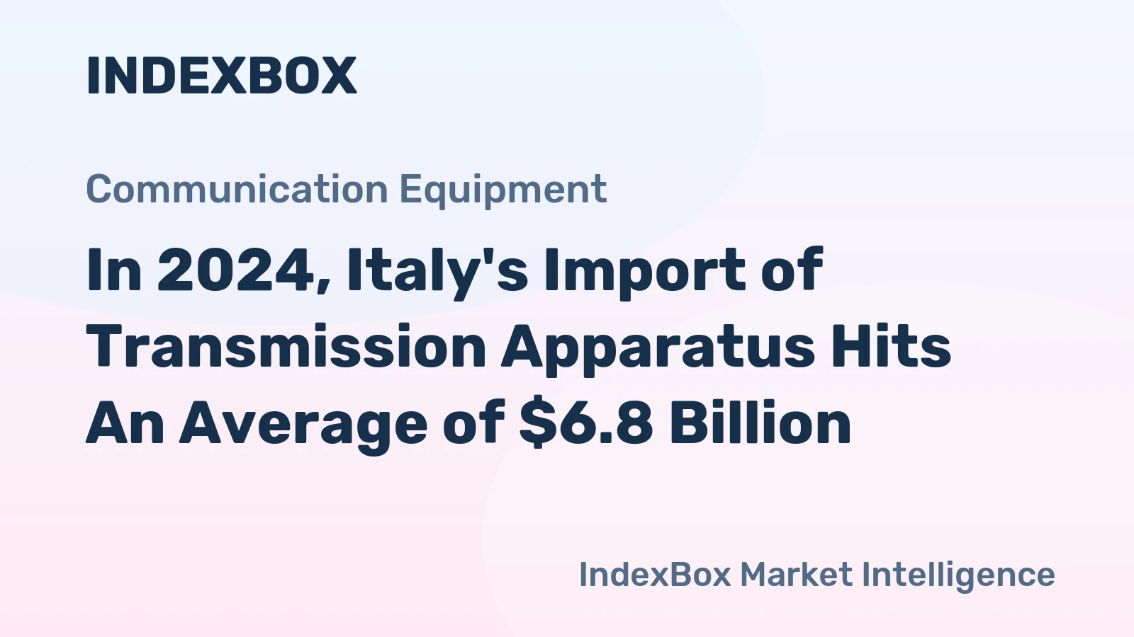 In 2024, Italy's Import of Transmission Apparatus Hits An Average of $6.8 Billion