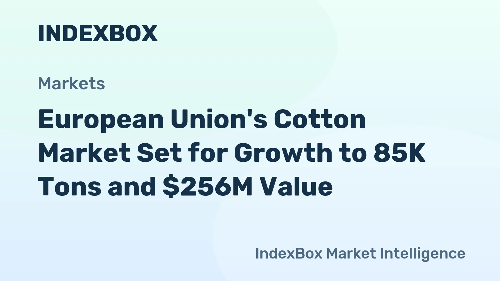 European Union's Cotton Market Set for Growth to 85K Tons and $256M Value