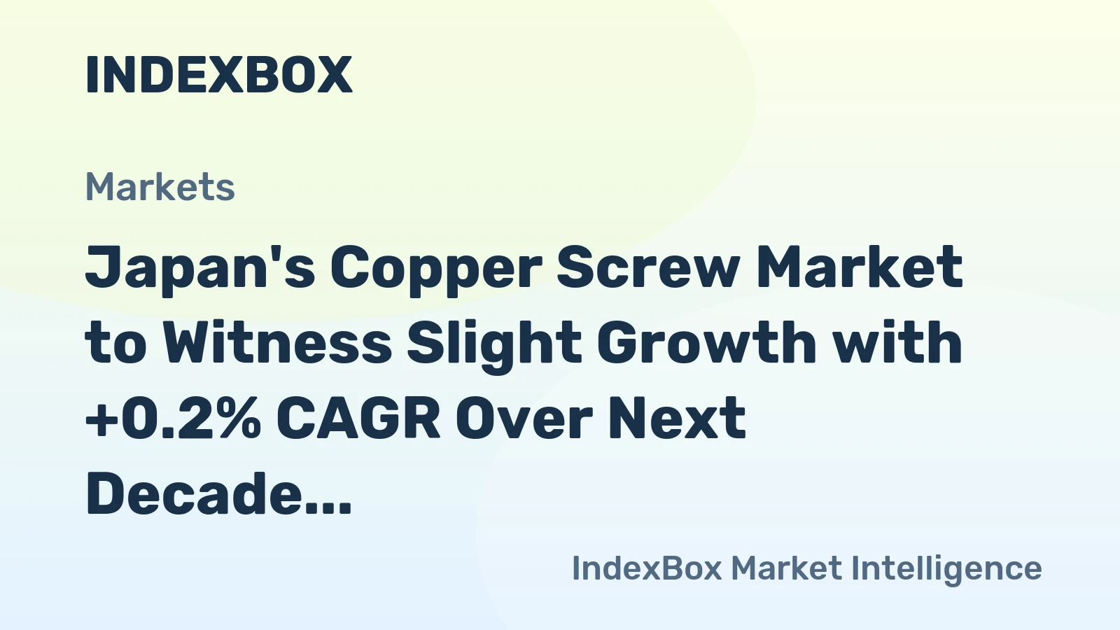 Japan's Copper Screw Market to Witness Slight Growth with +0.2% CAGR Over Next Decade