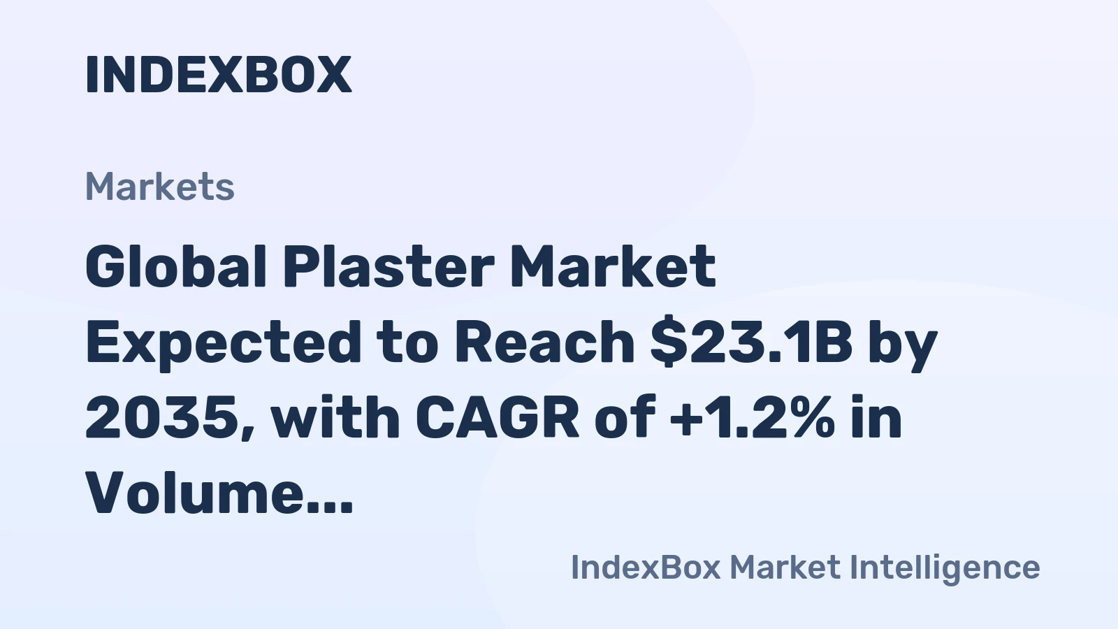 Global Plaster Market Expected to Reach $23.1B by 2035, with CAGR of +1.2% in Volume and +2.5% in Value