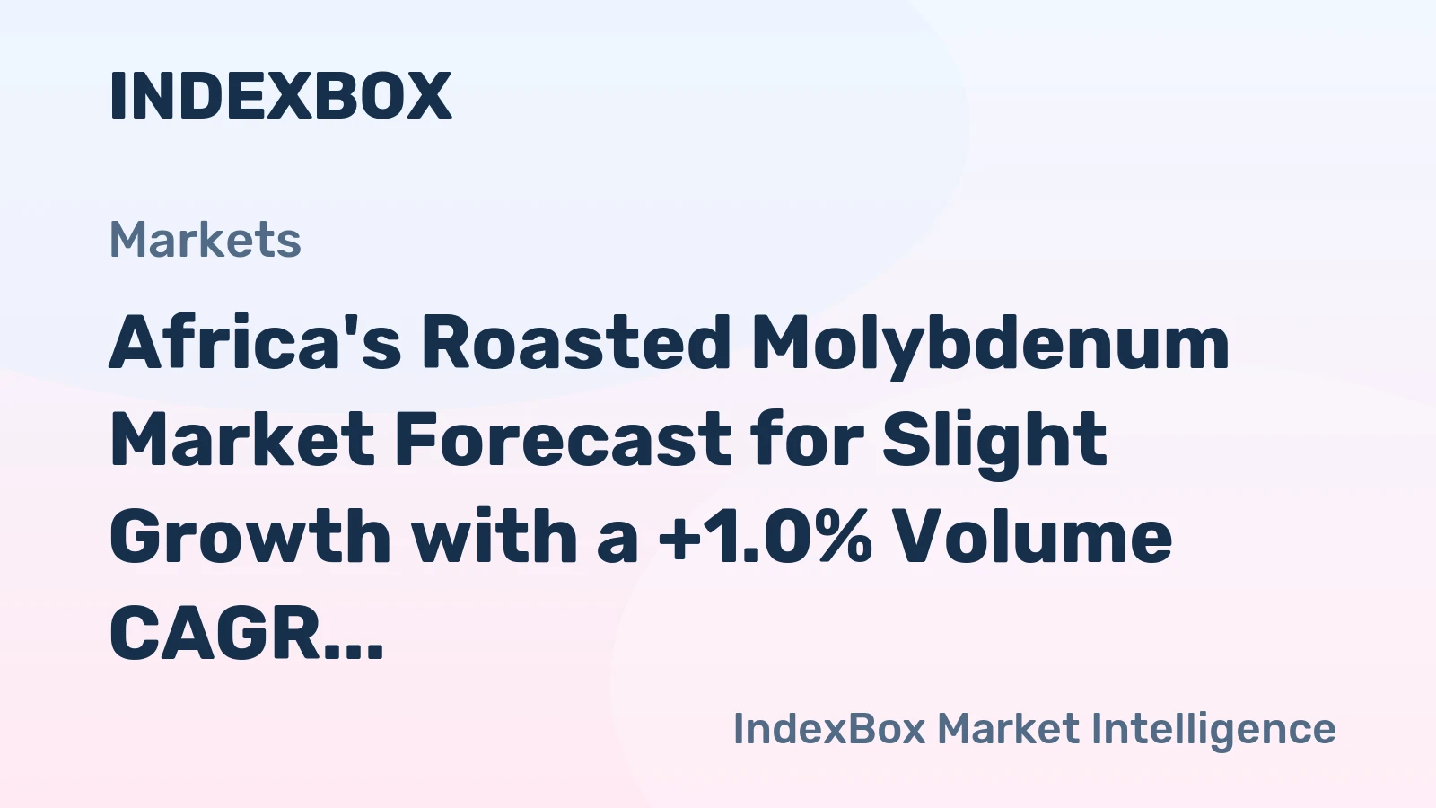 Africa's Roasted Molybdenum Market Forecast for Slight Growth with a +1.0% Volume CAGR