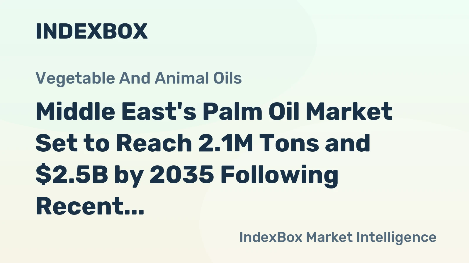 Middle East's Palm Oil Market Set to Reach 2.1M Tons and $2.5B by 2035 Following Recent Contraction