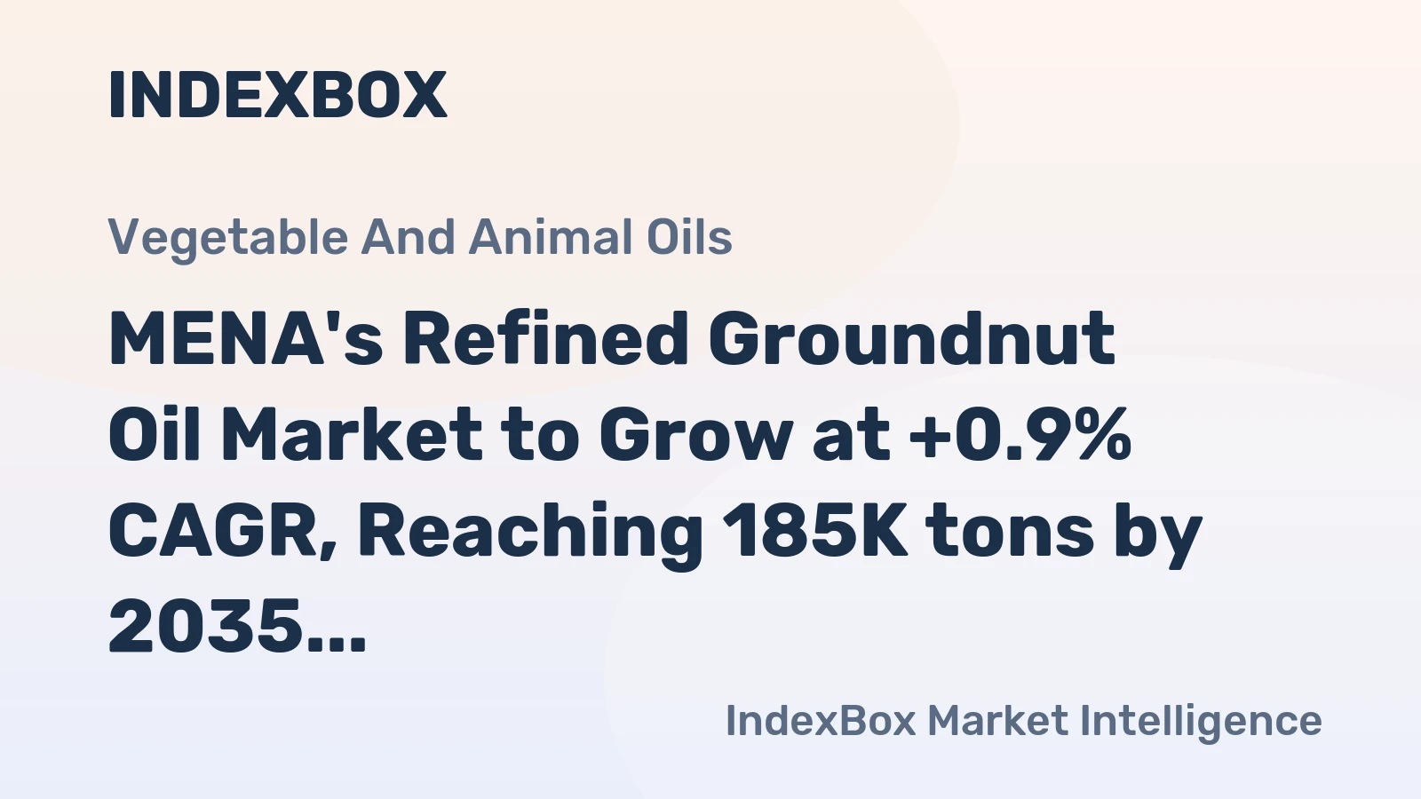 MENA's Refined Groundnut Oil Market to Grow at +0.9% CAGR, Reaching 185K tons by 2035, Valued at $483M