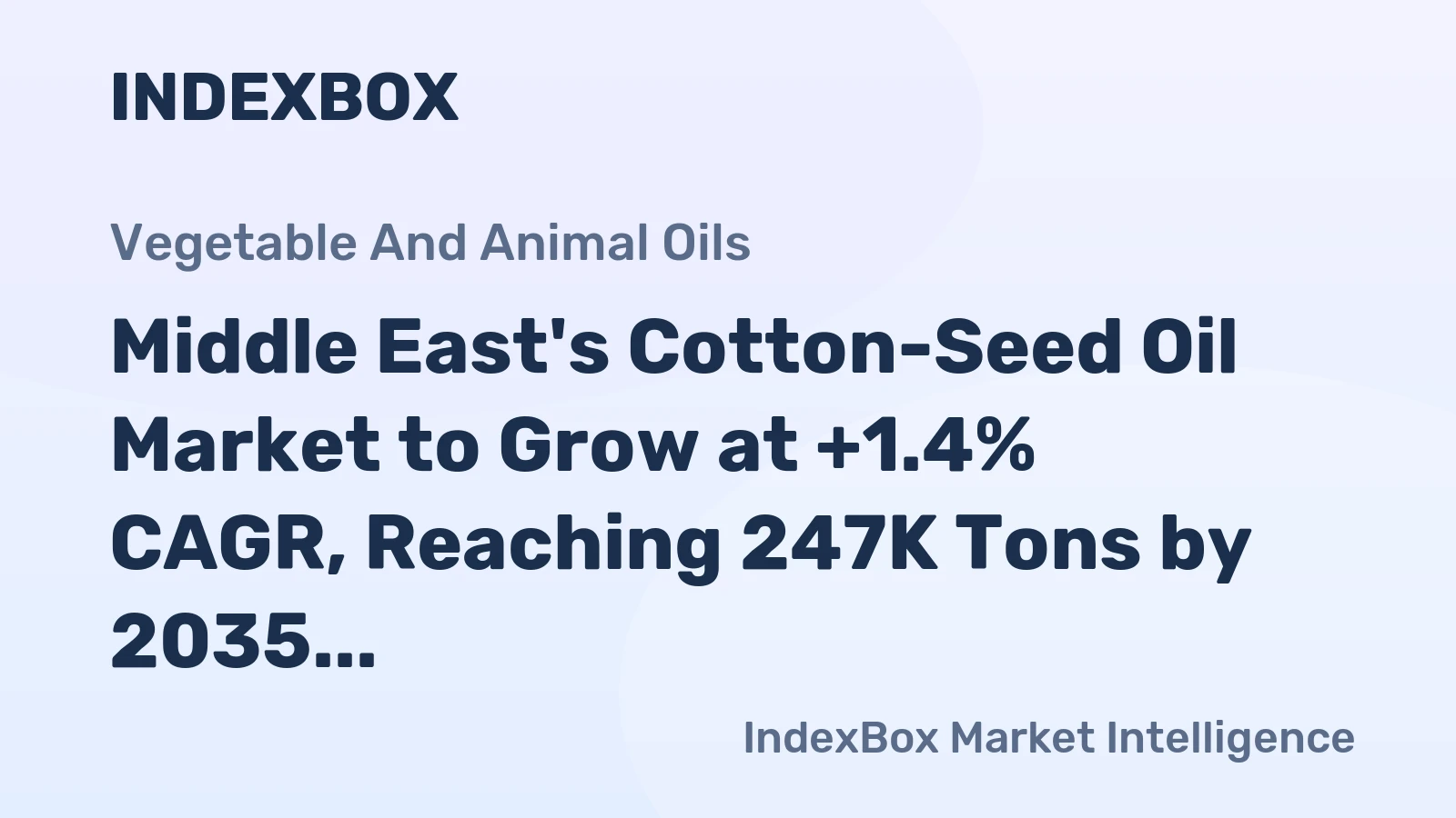 Middle East's Cotton-Seed Oil Market to Grow at +1.4% CAGR, Reaching 247K Tons by 2035