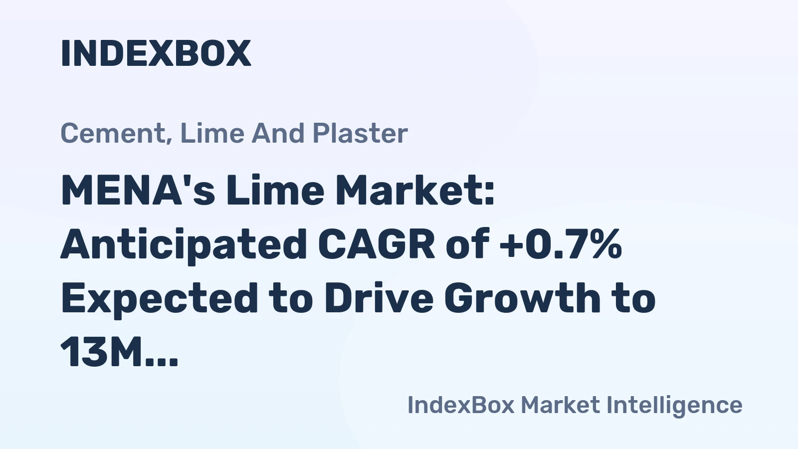 MENA's Lime Market: Anticipated CAGR of +0.7% Expected to Drive Growth to 13M Tons by 2035