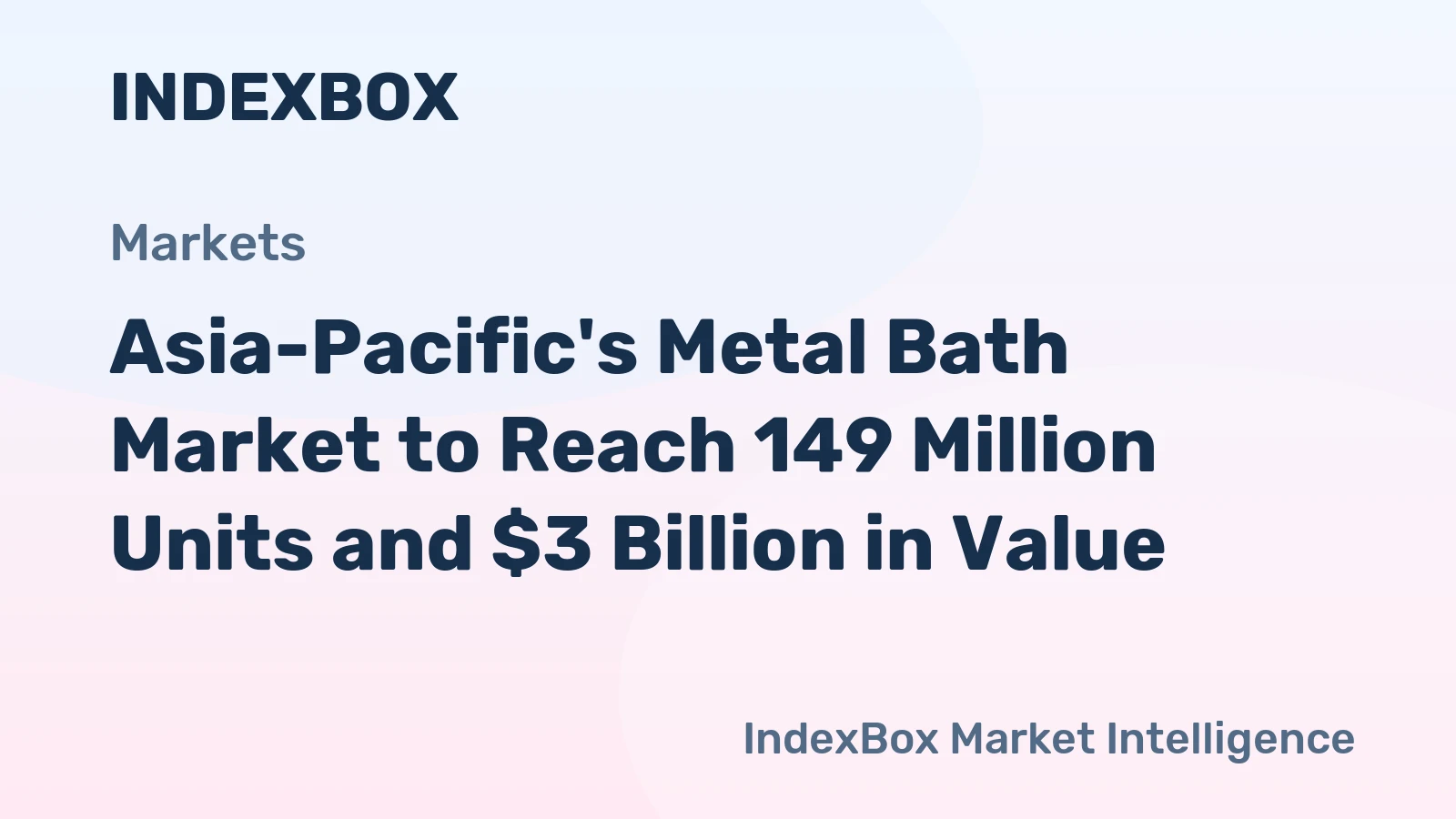 Asia-Pacific's Metal Bath Market to Reach 149 Million Units and $3 Billion in Value