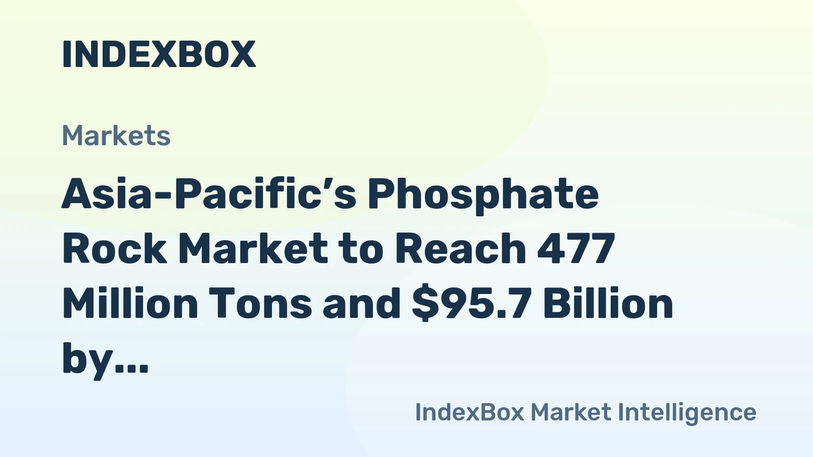 Asia-Pacific’s Phosphate Rock Market to Reach 477 Million Tons and $95.7 Billion by 2035