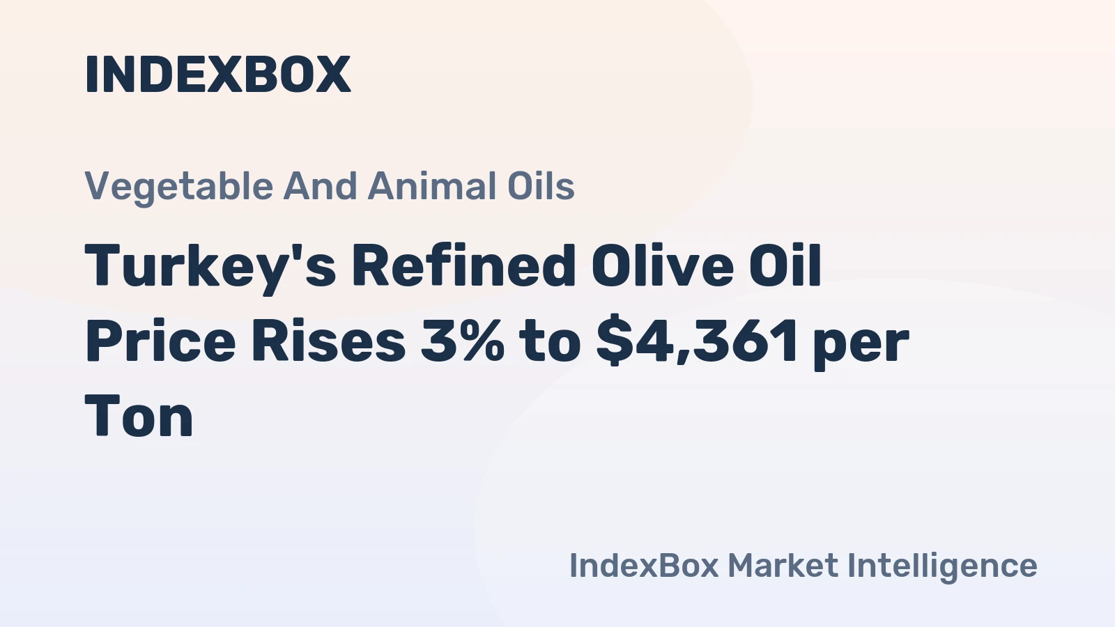 Turkey's Refined Olive Oil Price Rises 3% to $4,361 per Ton