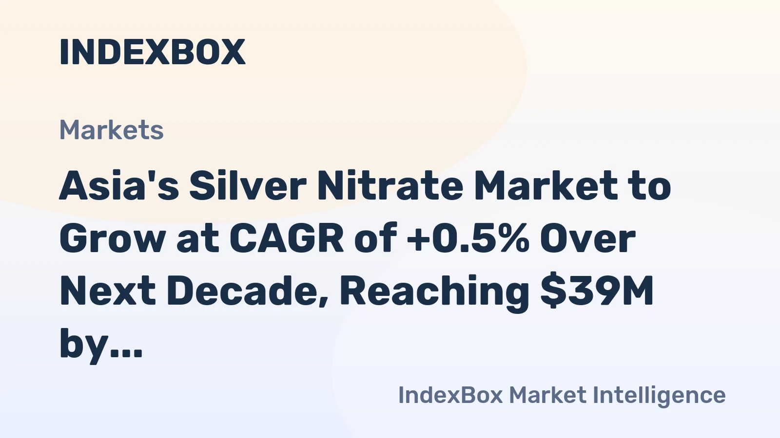 Asia's Silver Nitrate Market to Grow at CAGR of +0.5% Over Next Decade, Reaching $39M by 2035