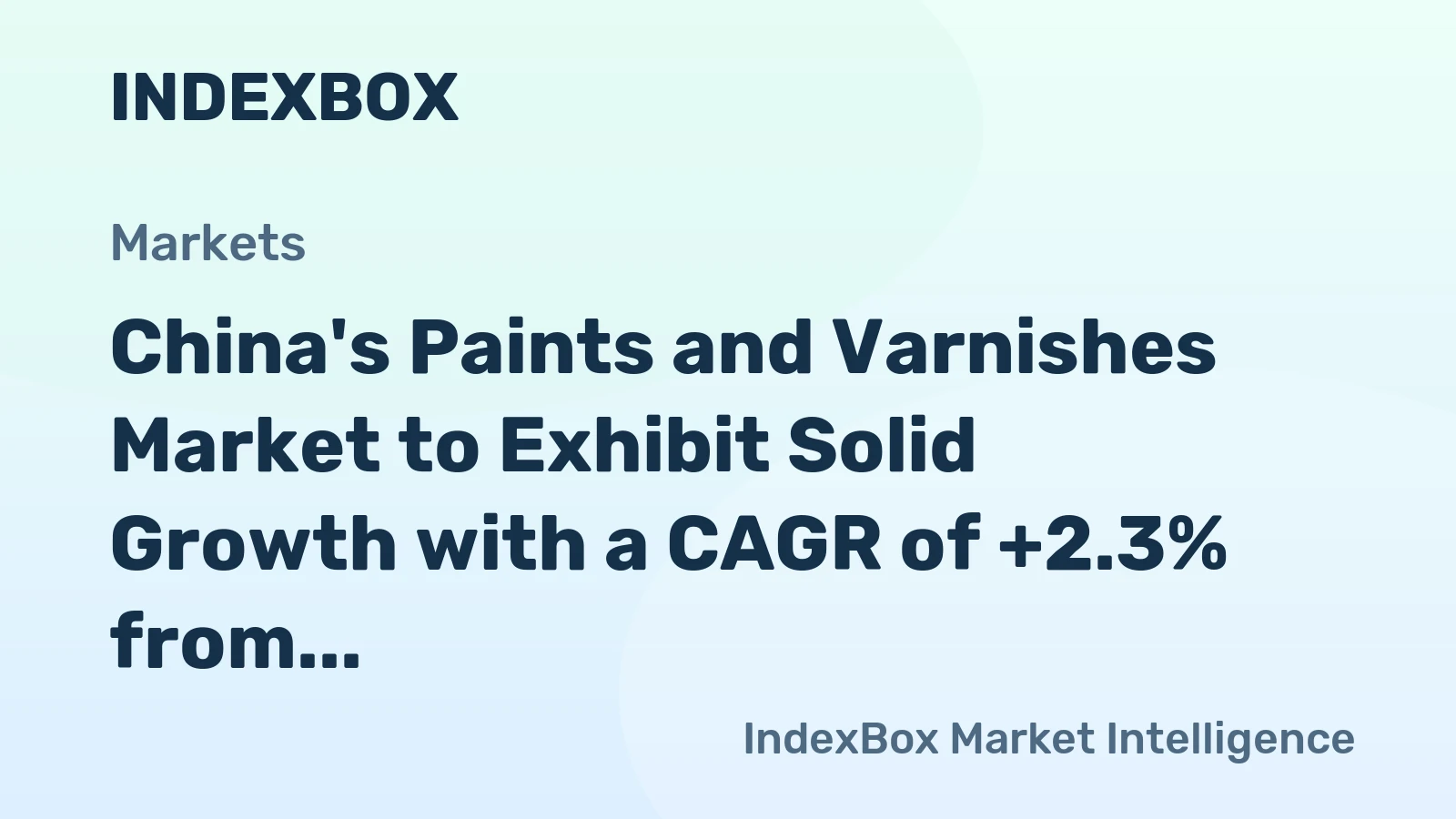 China's Paints and Varnishes Market to Exhibit Solid Growth with a CAGR of +2.3% from 2024 to 2035