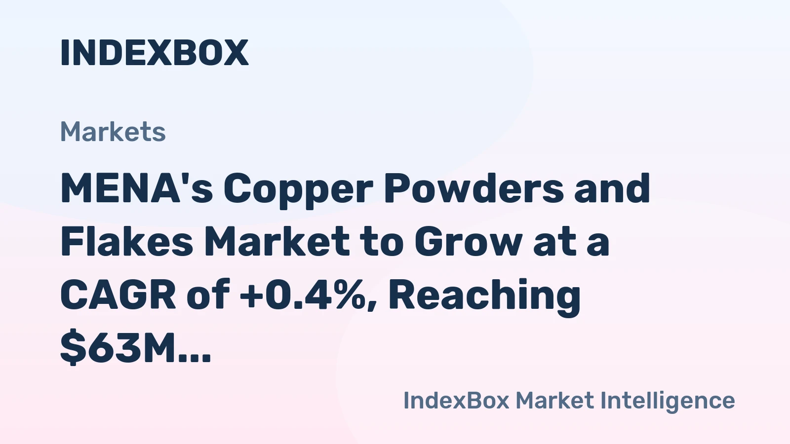 MENA's Copper Powders and Flakes Market to Grow at a CAGR of +0.4%, Reaching $63M by 2035