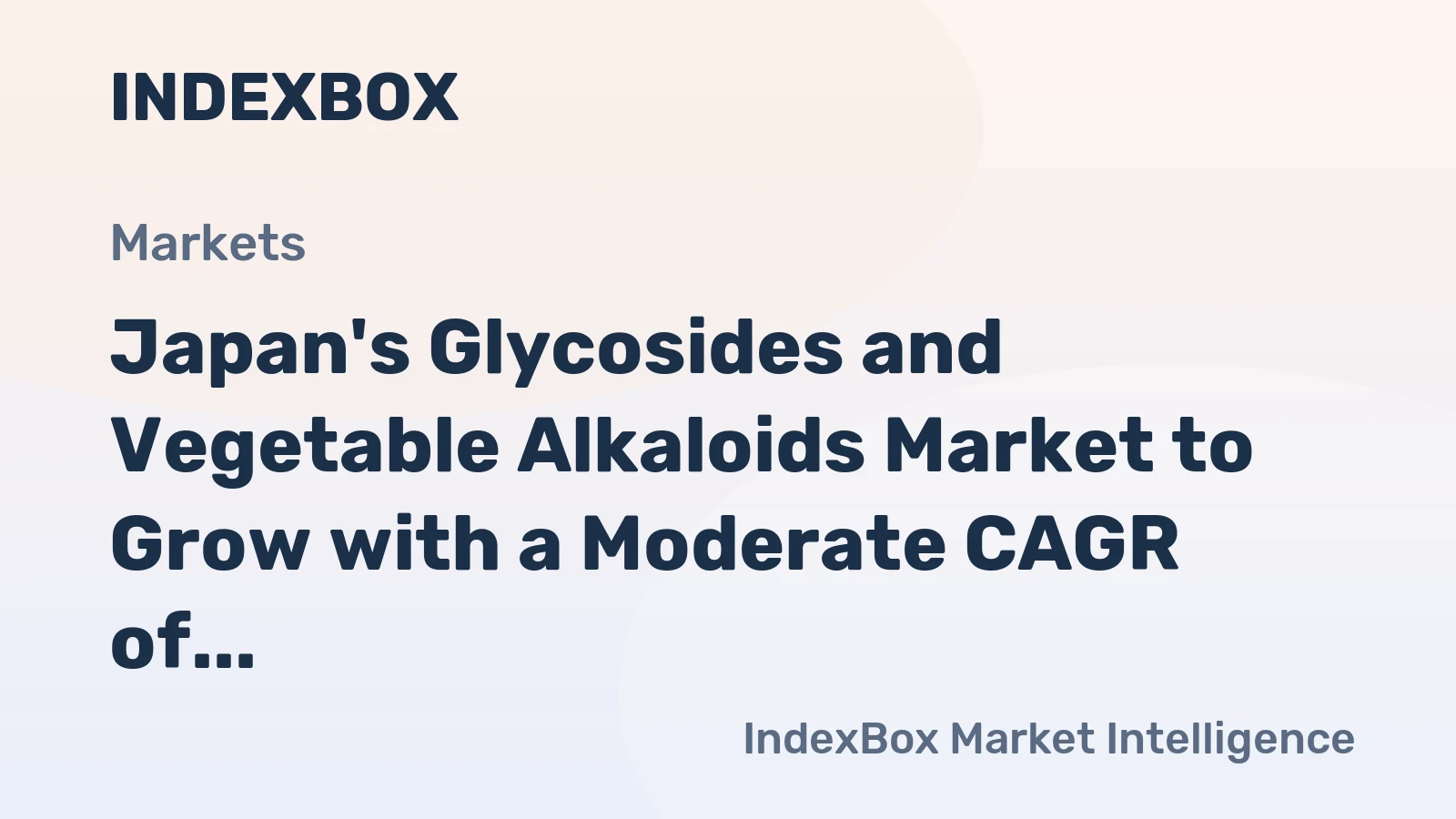 Japan's Glycosides and Vegetable Alkaloids Market to Grow with a Moderate CAGR of +0.7% Over the Next Decade