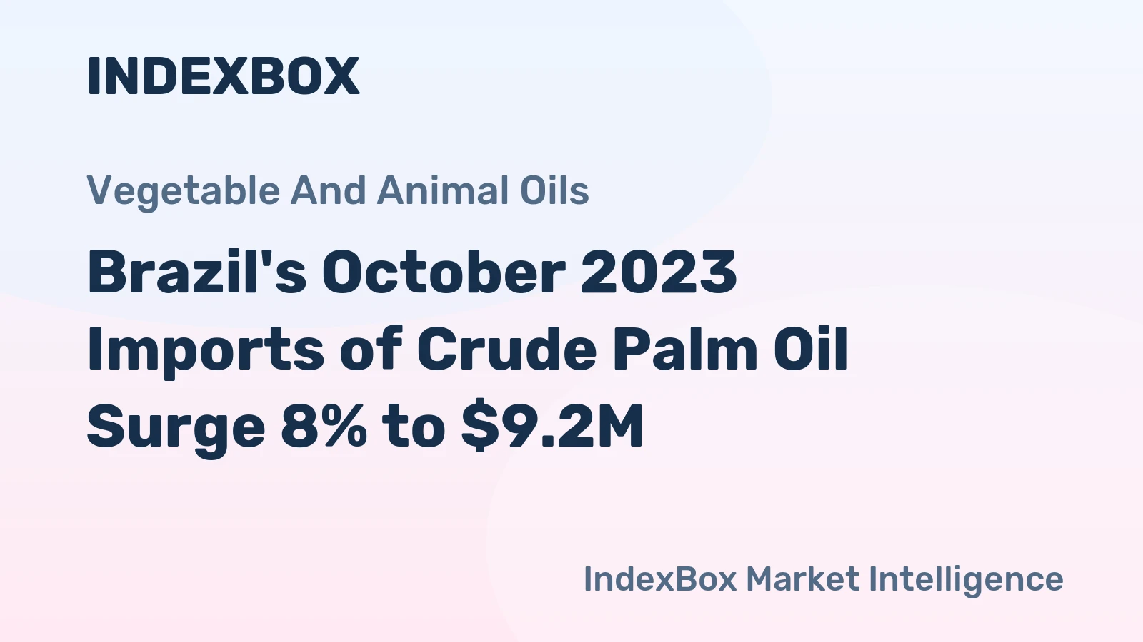 Brazil's October 2023 Imports of Crude Palm Oil Surge 8% to $9.2M