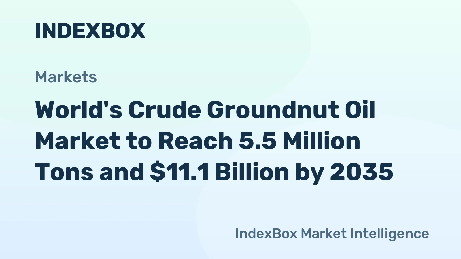 World's Crude Groundnut Oil Market to Reach 5.5 Million Tons and $11.1 Billion by 2035