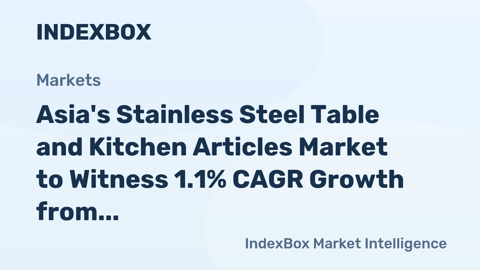 Asia's Stainless Steel Table and Kitchen Articles Market to Witness 1.1% CAGR Growth from 2024 to 2035