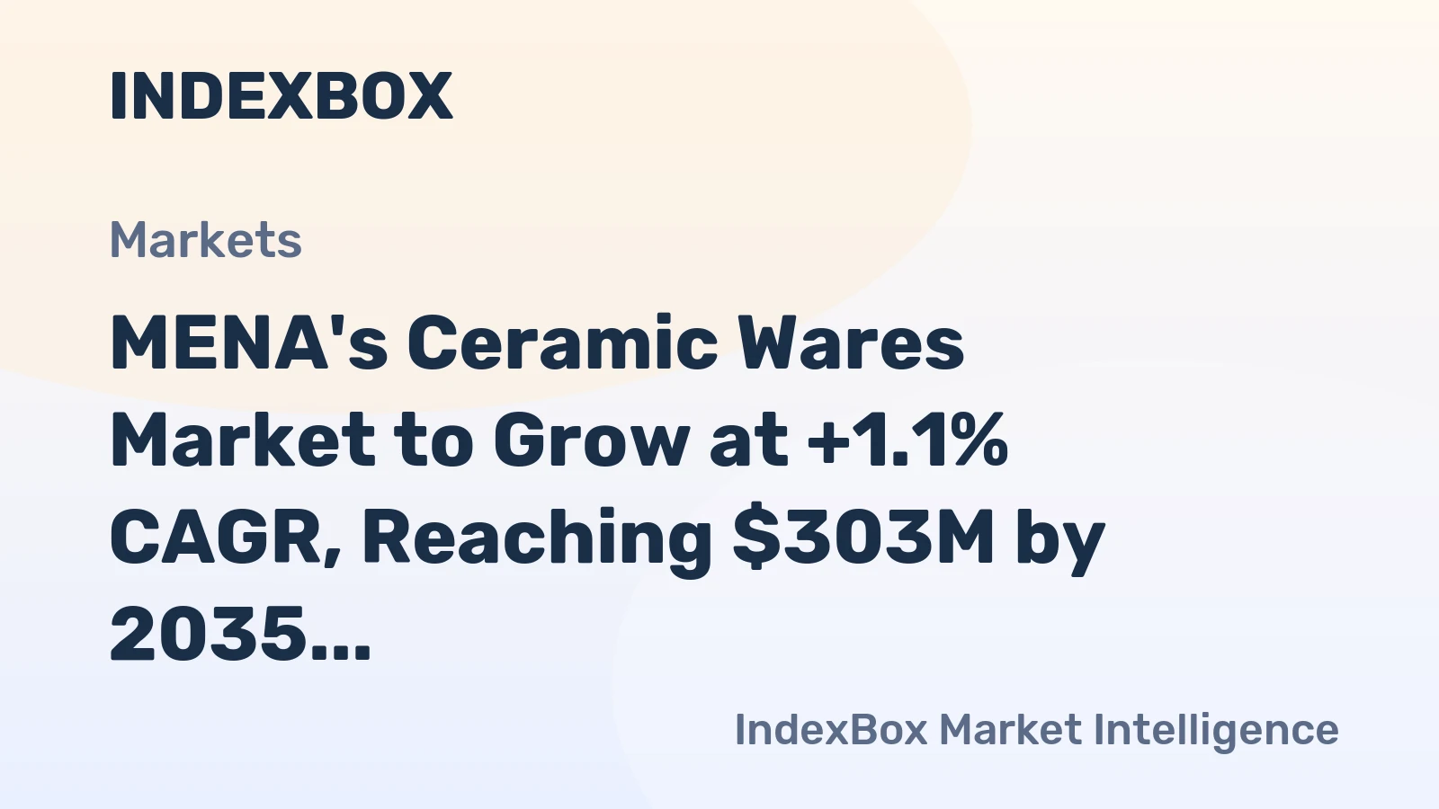 MENA's Ceramic Wares Market to Grow at +1.1% CAGR, Reaching $303M by 2035