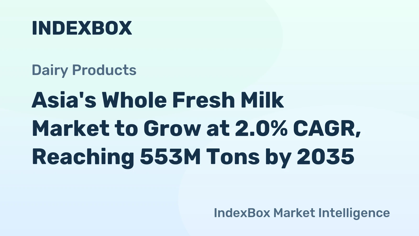 Asia's Whole Fresh Milk Market to Grow at 2.0% CAGR, Reaching 553M Tons by 2035