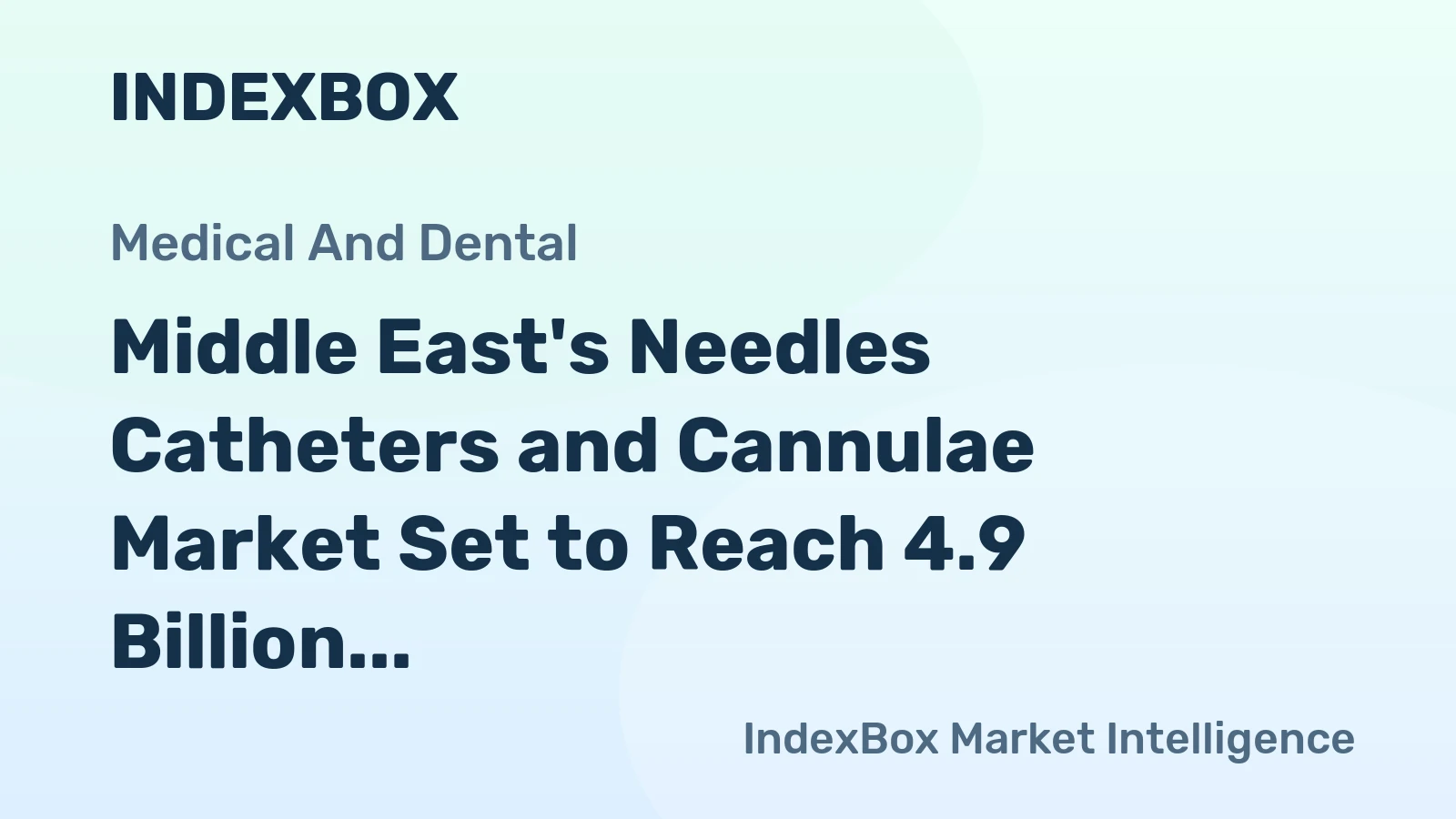 Middle East's Needles Catheters and Cannulae Market Set to Reach 4.9 Billion Units and $2.1 Billion by 2035