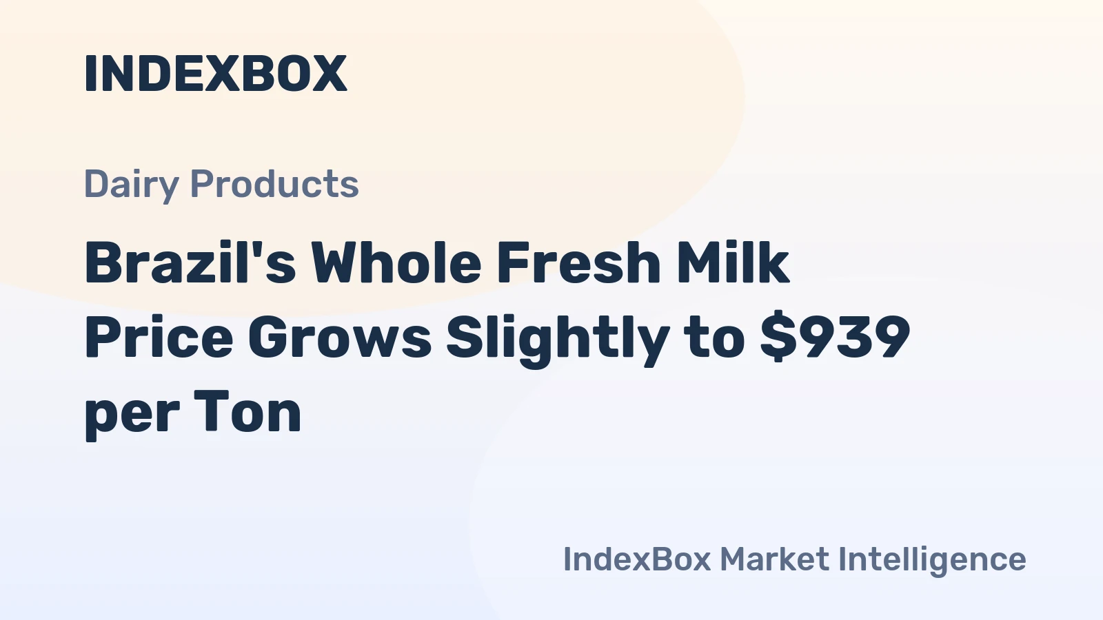 Brazil's Whole Fresh Milk Price Grows Slightly to $939 per Ton