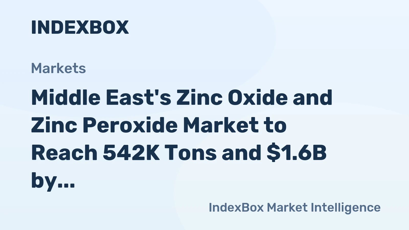 Middle East's Zinc Oxide and Zinc Peroxide Market to Reach 542K Tons and $1.6B by 2035