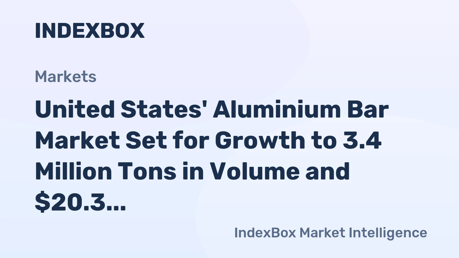 United States' Aluminium Bar Market Set for Growth to 3.4 Million Tons in Volume and $20.3 Billion in Value