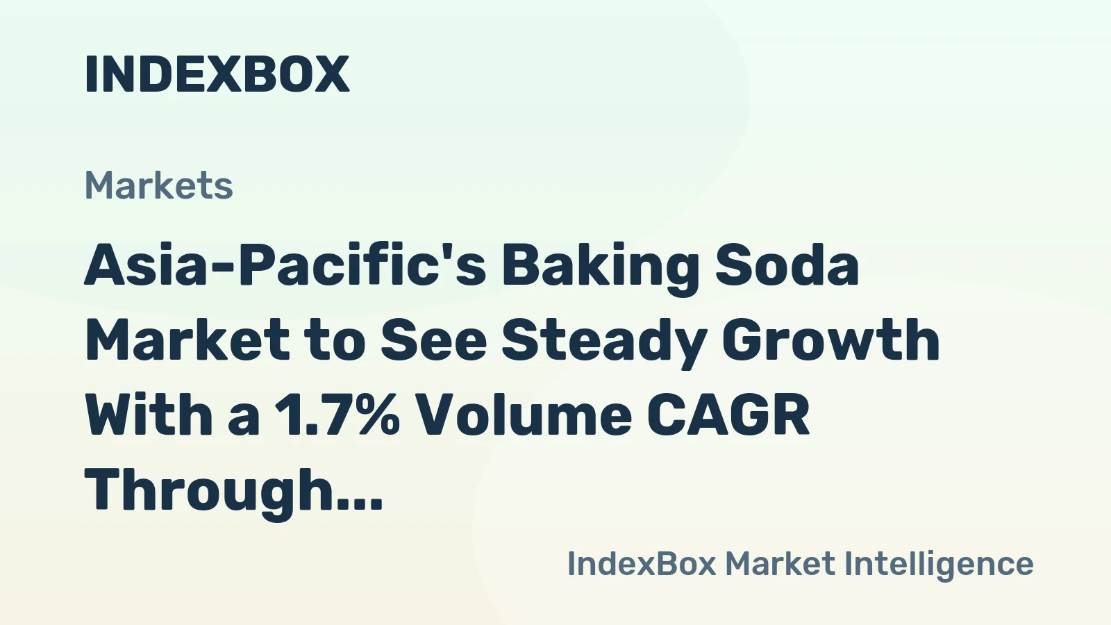 Asia-Pacific's Baking Soda Market to See Steady Growth With a 1.7% Volume CAGR Through 2035