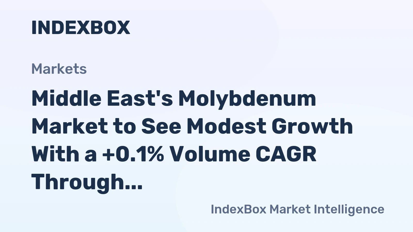 Middle East's Molybdenum Market to See Modest Growth With a +0.1% Volume CAGR Through 2035