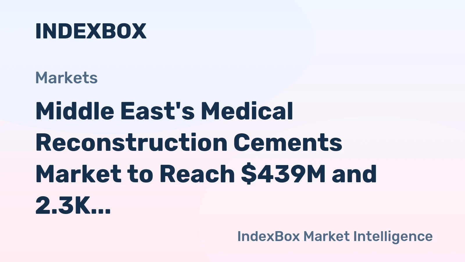 Middle East's Medical Reconstruction Cements Market to Reach $439M and 2.3K Tons by 2035