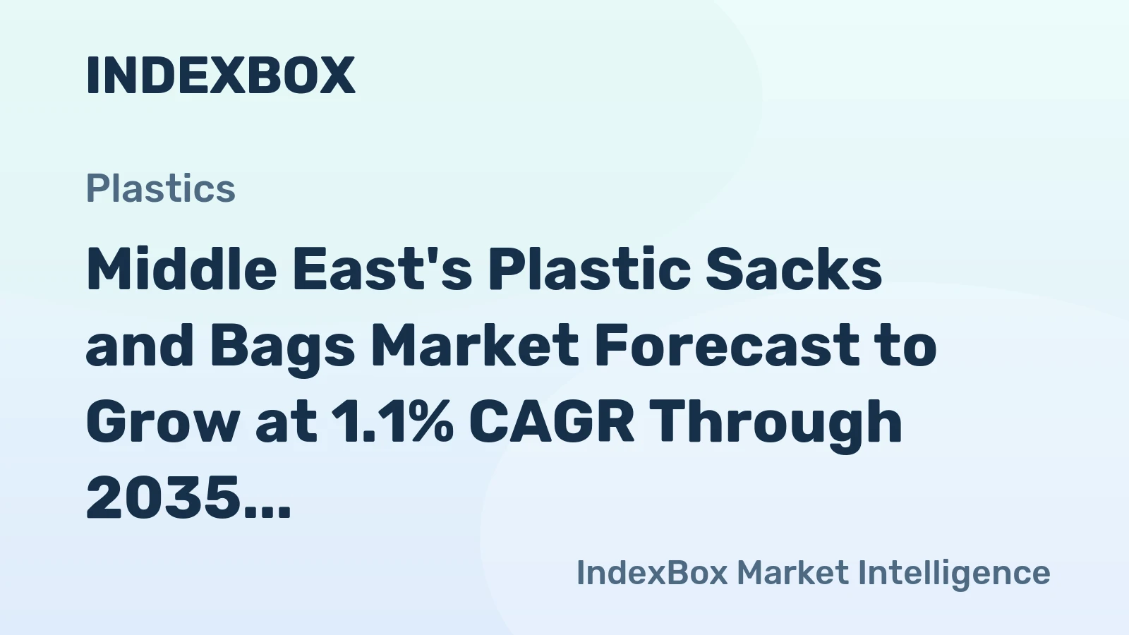 Middle East's Plastic Sacks and Bags Market Forecast to Grow at 1.1% CAGR Through 2035